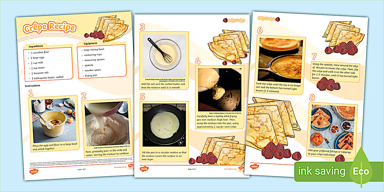 Crêpe Recipe (teacher made) - Twinkl