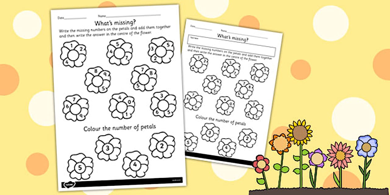 Number Flowers Worksheet (teacher made) - Twinkl