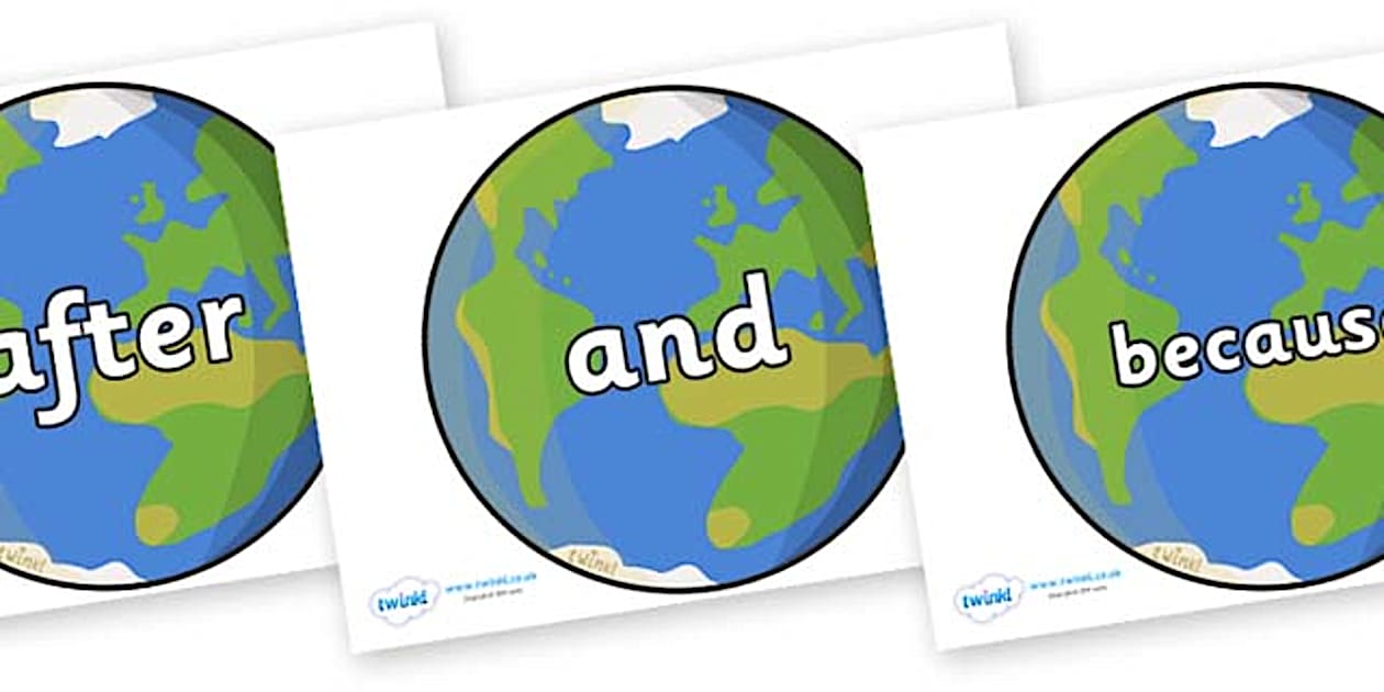 Cursive Connectives on Planet Earth (teacher made) - Twinkl