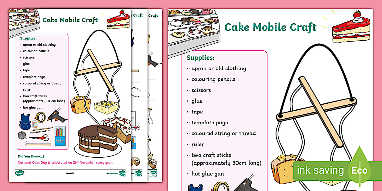 Cake Mobile Craft (Teacher-Made) - Twinkl