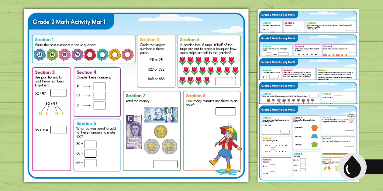 Canada Grade 2 Spring Math Activity Mats (teacher made)