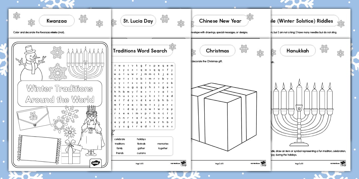 Winter Traditions Around the World Activity Booklet K-2nd