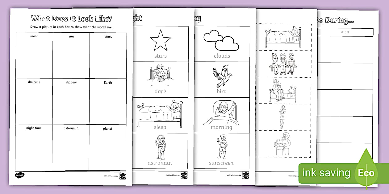 Day and Night Inclusion Worksheets (teacher made) - Twinkl