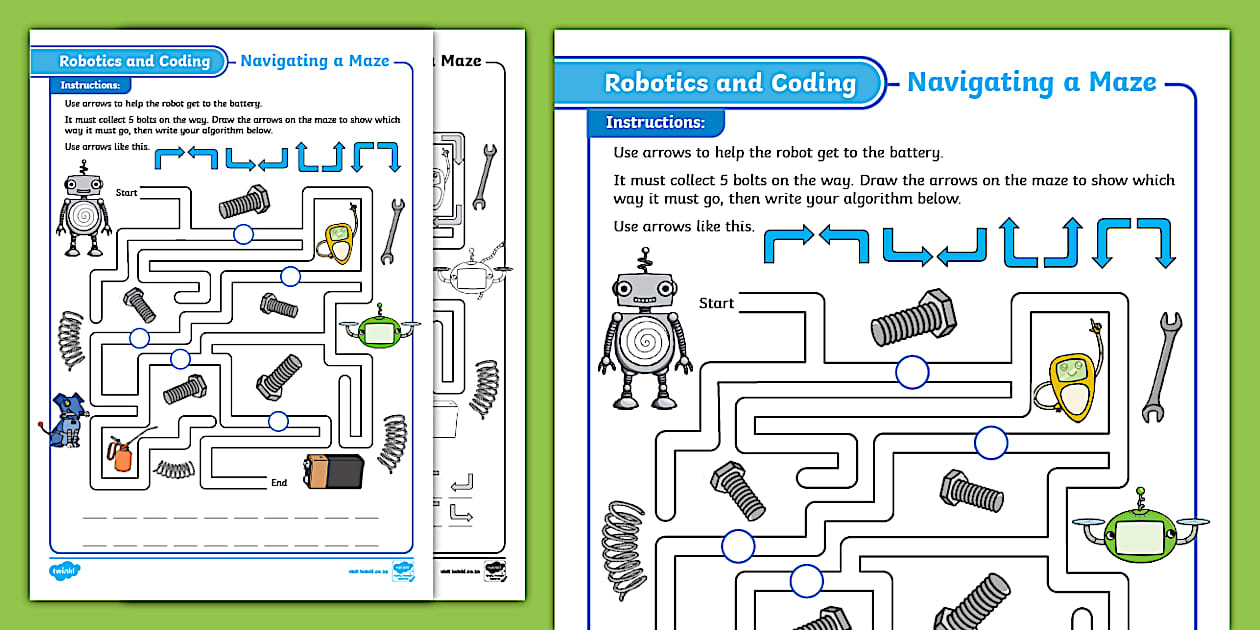 Grade 2 Robotics and Coding - Navigating a Maze - Twinkl