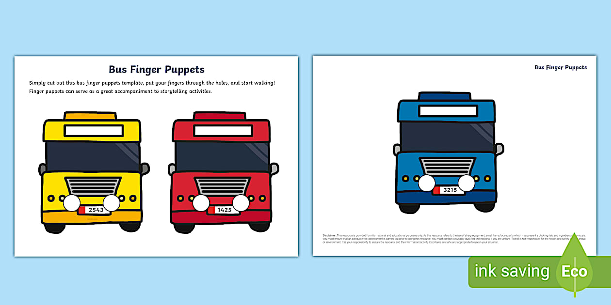 Bus Finger Puppets (teacher made) - Twinkl