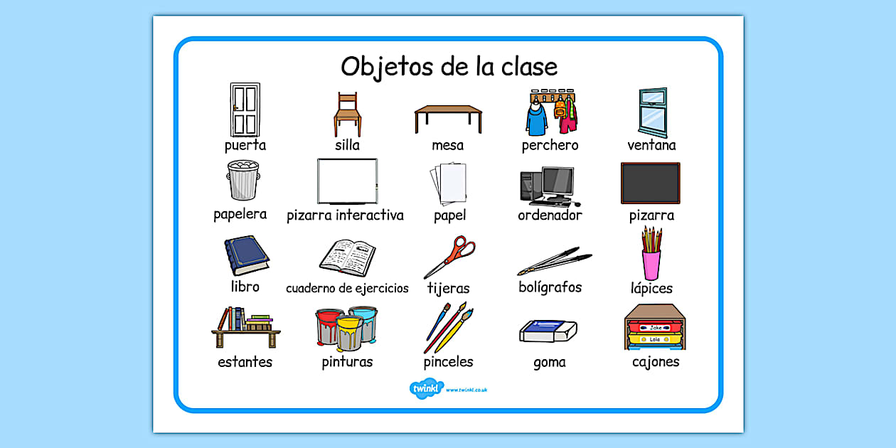 Classroom Objects in Spanish Word Mat - Primary Resources