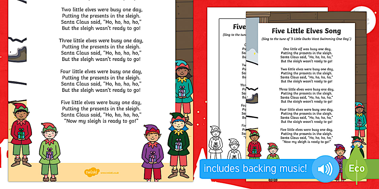 Christmas Song - Five Little Elves (teacher made) - Twinkl