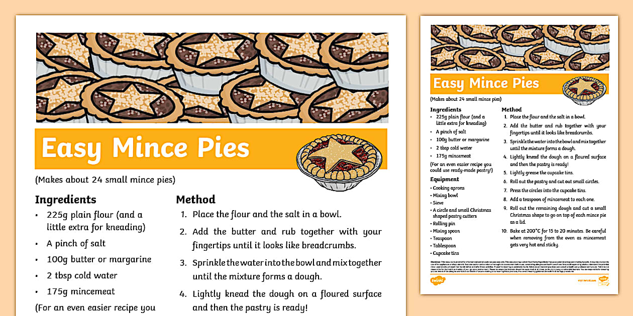 Easy Mince Pie Recipe (teacher made) - Twinkl
