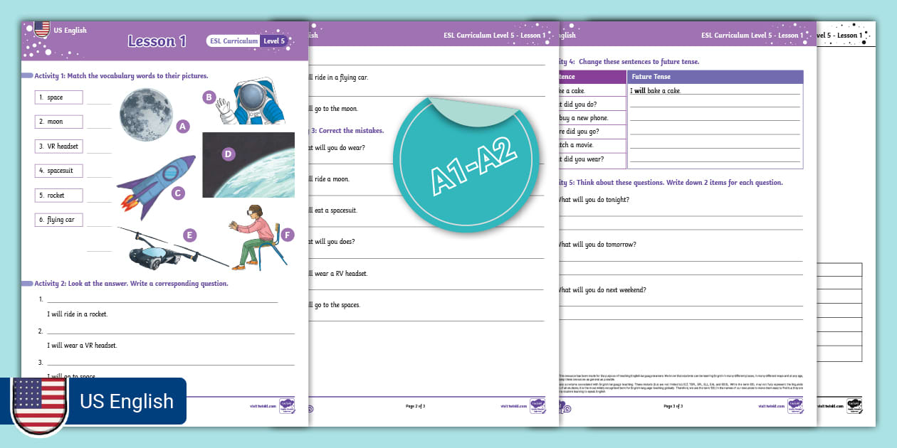ESL Level 5 Lesson 1 Activity Sheet on Twinkl - Twinkl