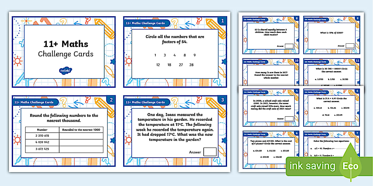 👉 11+ Maths Challenge Cards (Teacher-Made) - Twinkl