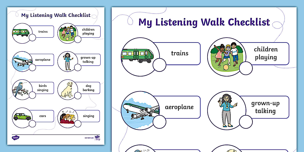 My Listening Walk Checklist Sheet (teacher made) - Twinkl