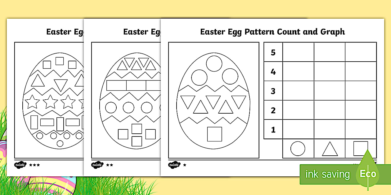 Lower Ability Easter Egg Pattern Count and Graph Worksheet
