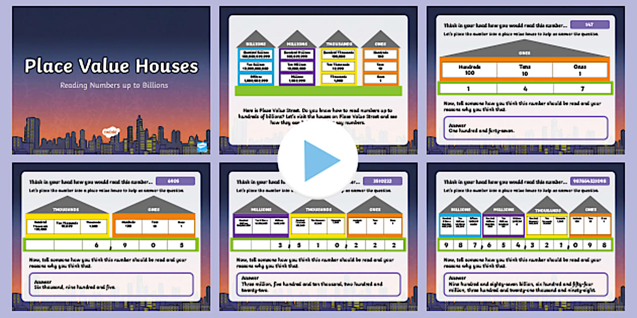 Place Value Houses Reading up to Billions (teacher made)