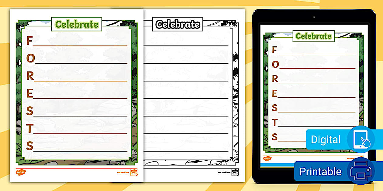 Celebrate Forests Acrostic Poem (teacher made) - Twinkl