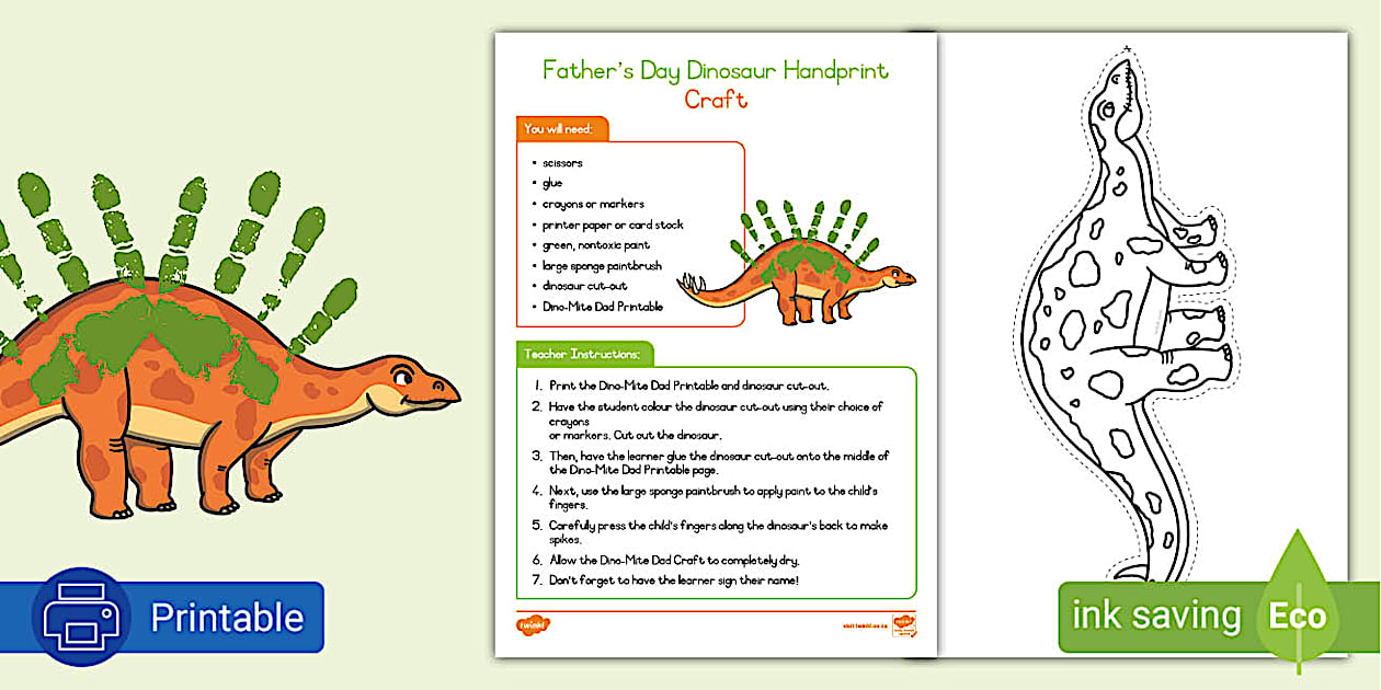 FP - Life Skills Creative Arts - Father's Day Dinosaur Handprint Craft