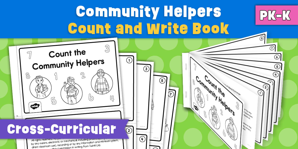 Community Helpers Math | Count and Write to Eight Book