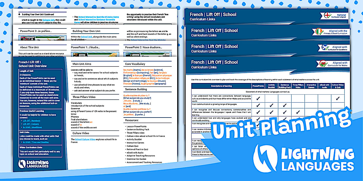 👉 Lightning Languages French School Planning - Twinkl