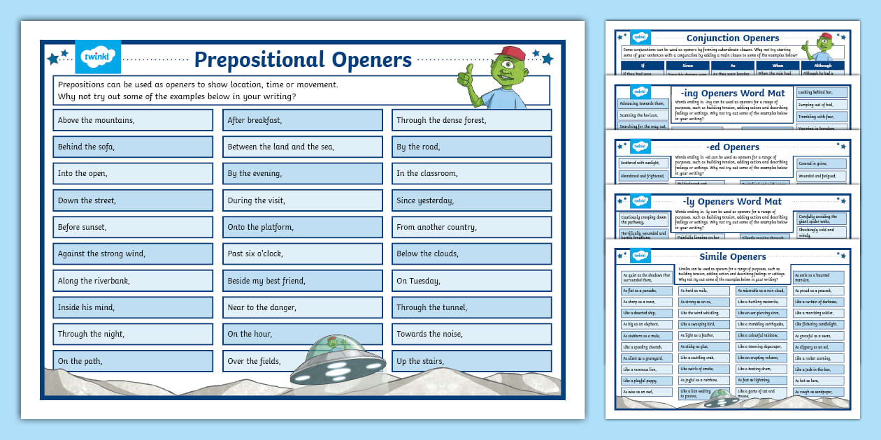 Sentence Opener Examples Word Mat Pack (teacher made)