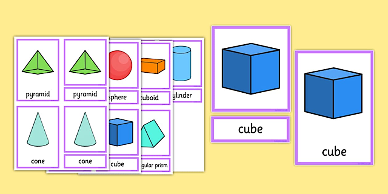 3D Shape Three Part Cards (teacher made) - Twinkl