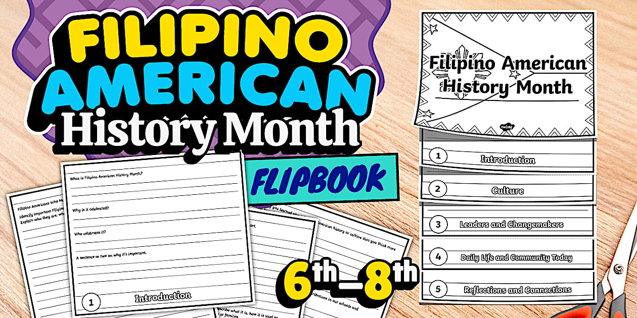 Filipino American History Month Flipbook for 6th-8th Grade