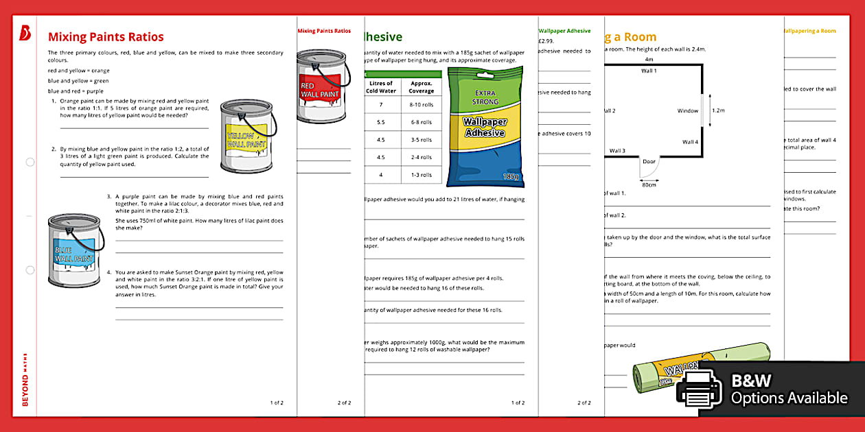 👉 Functional Skills Maths Worksheets: Painting and Decorating