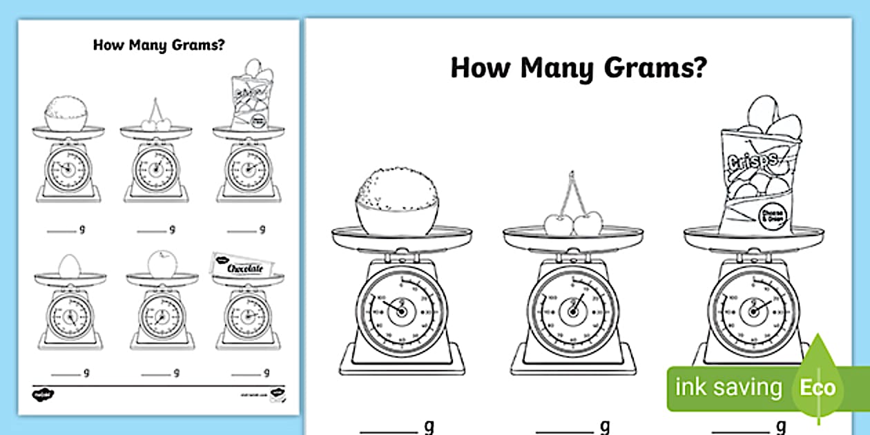 How Many Grams Worksheet (teacher made) - Twinkl