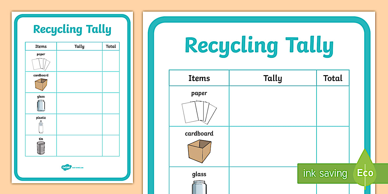 Recycling Tally A4 Display Poster - Twinkl