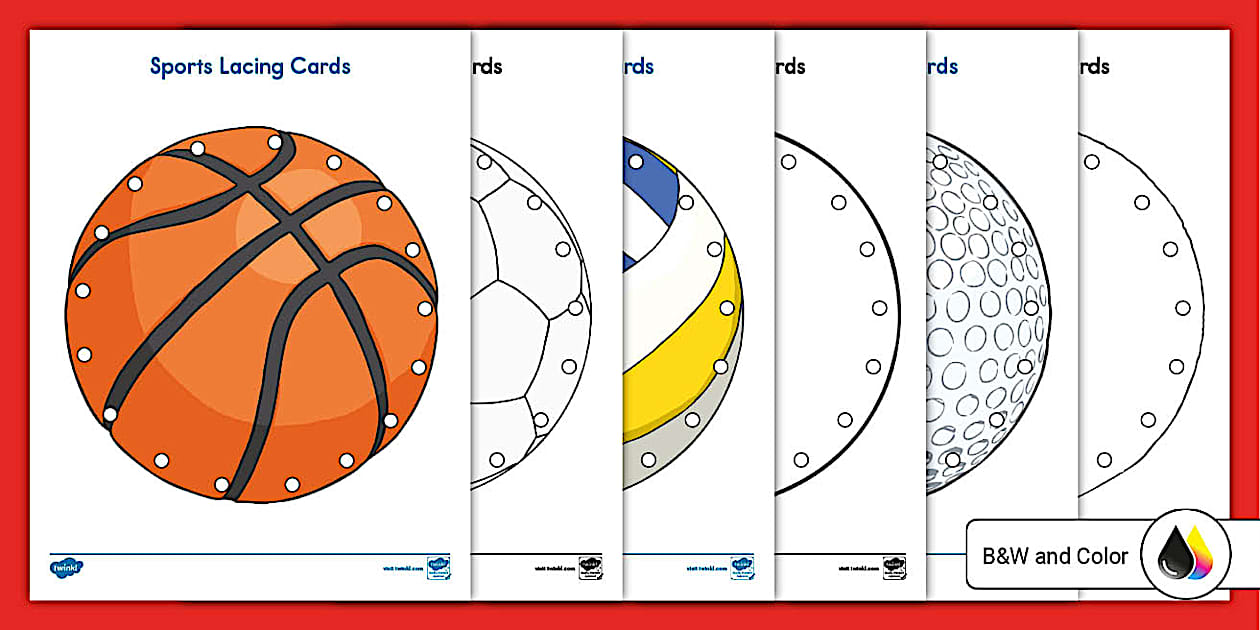 Sports Lacing Cards (teacher made) - Twinkl
