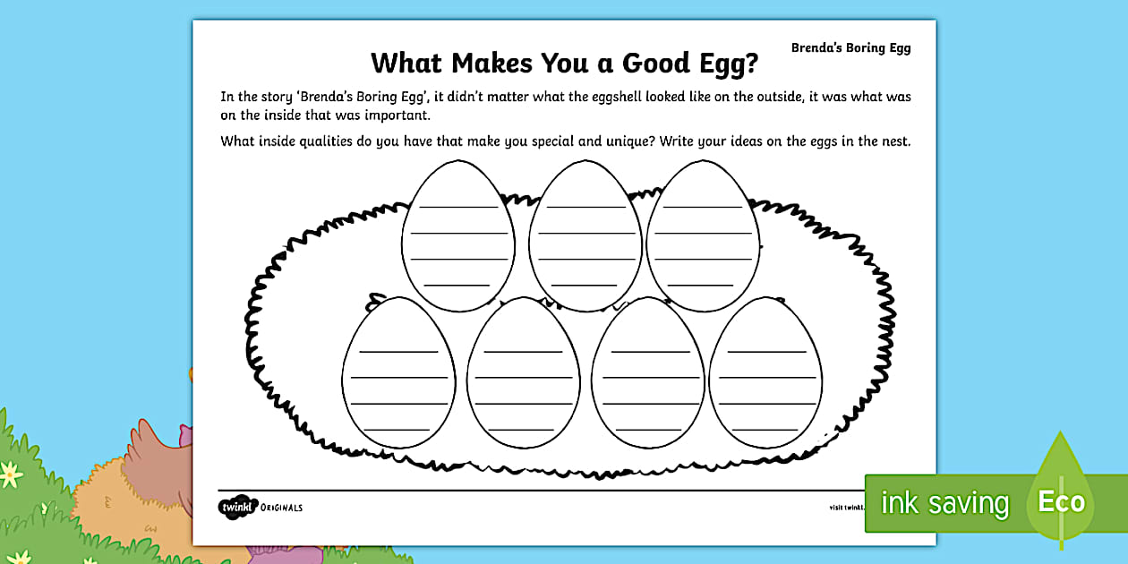 Editable Brenda's Boring Egg: What Makes You a Good Egg? Worksheet