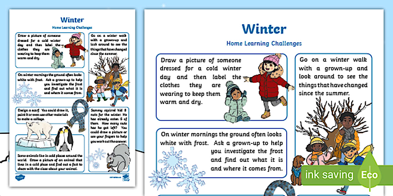 Winter Home Learning Challenges Reception FS2 (teacher made)