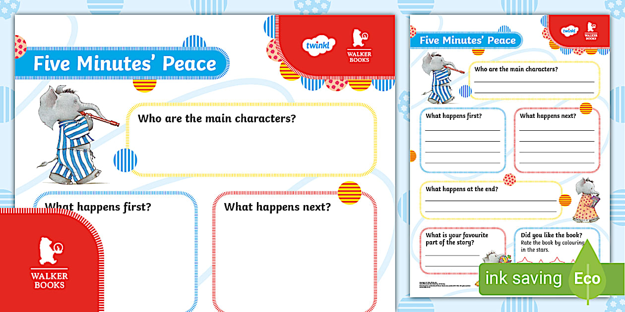 FREE! - Five Minutes' Peace Book Review Writing Frame