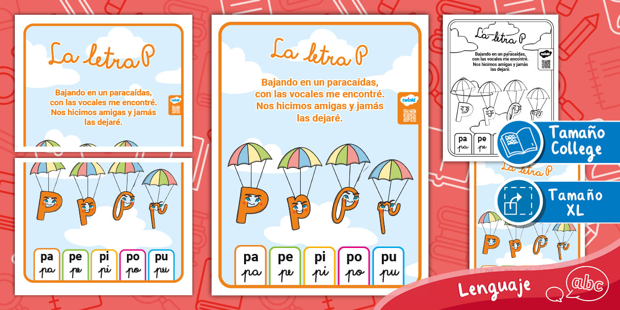 Póster | Pa Pe Pi Po Pu | Familia Letra P | Sílabas