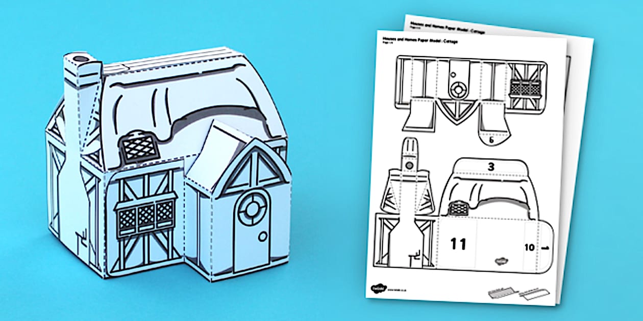 Foldable House Template | Craft Resource | Paper Cottage