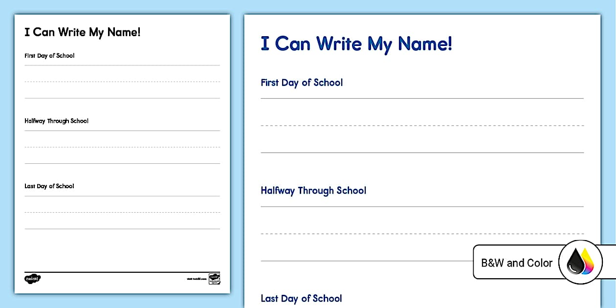 Name Writing Practice Progression Worksheet - Twinkl
