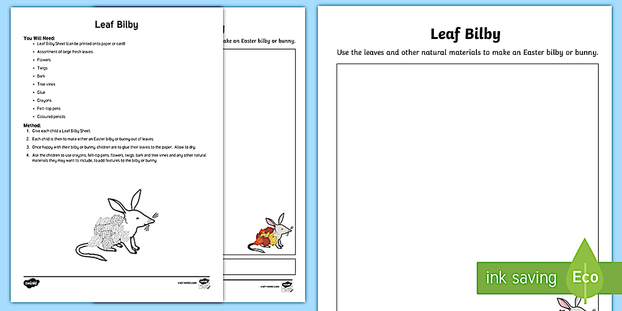 Leaf Bilby Activity (teacher made) - Twinkl