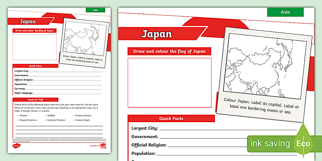 KS2 Japan Research Activity (teacher made) - Twinkl