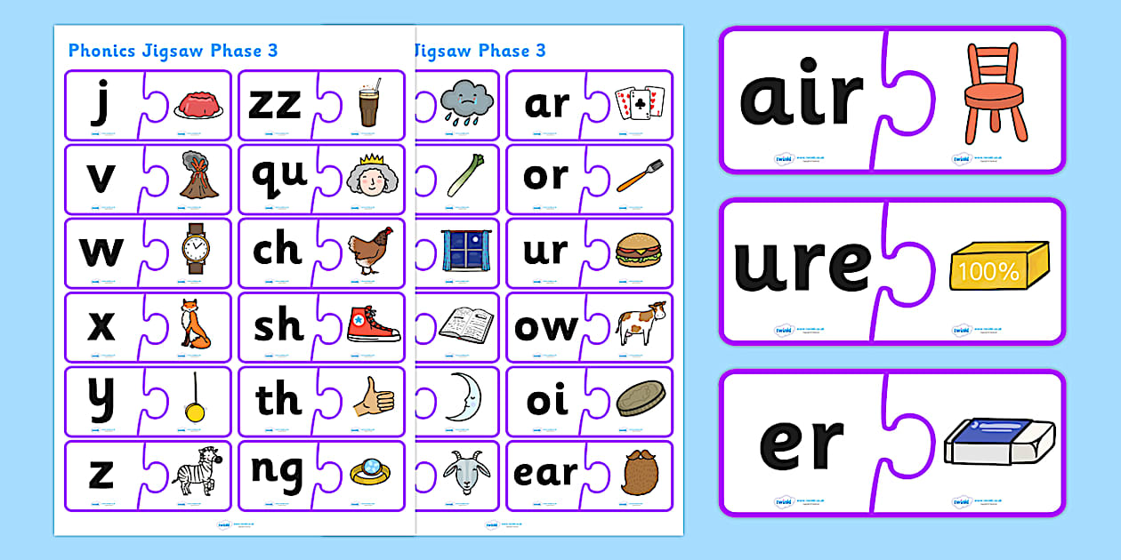 Cursive Phonics Jigsaw Phase 3 (teacher made) - Twinkl