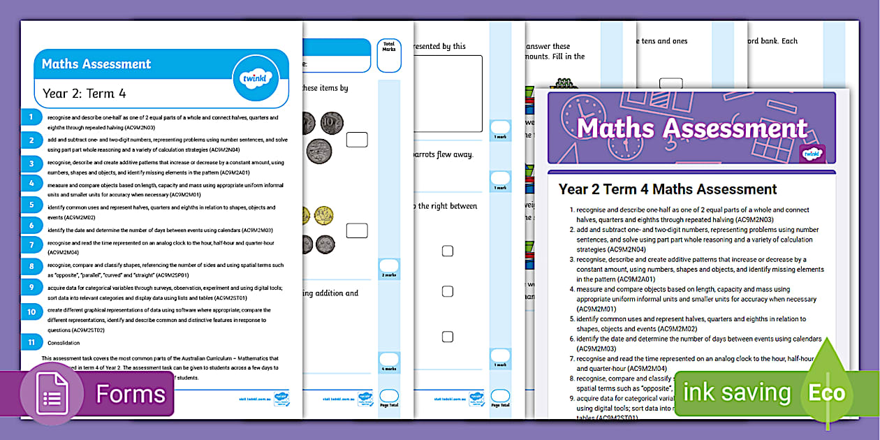 Year 2 Term 4 Maths Assessment - Google Form (teacher made)