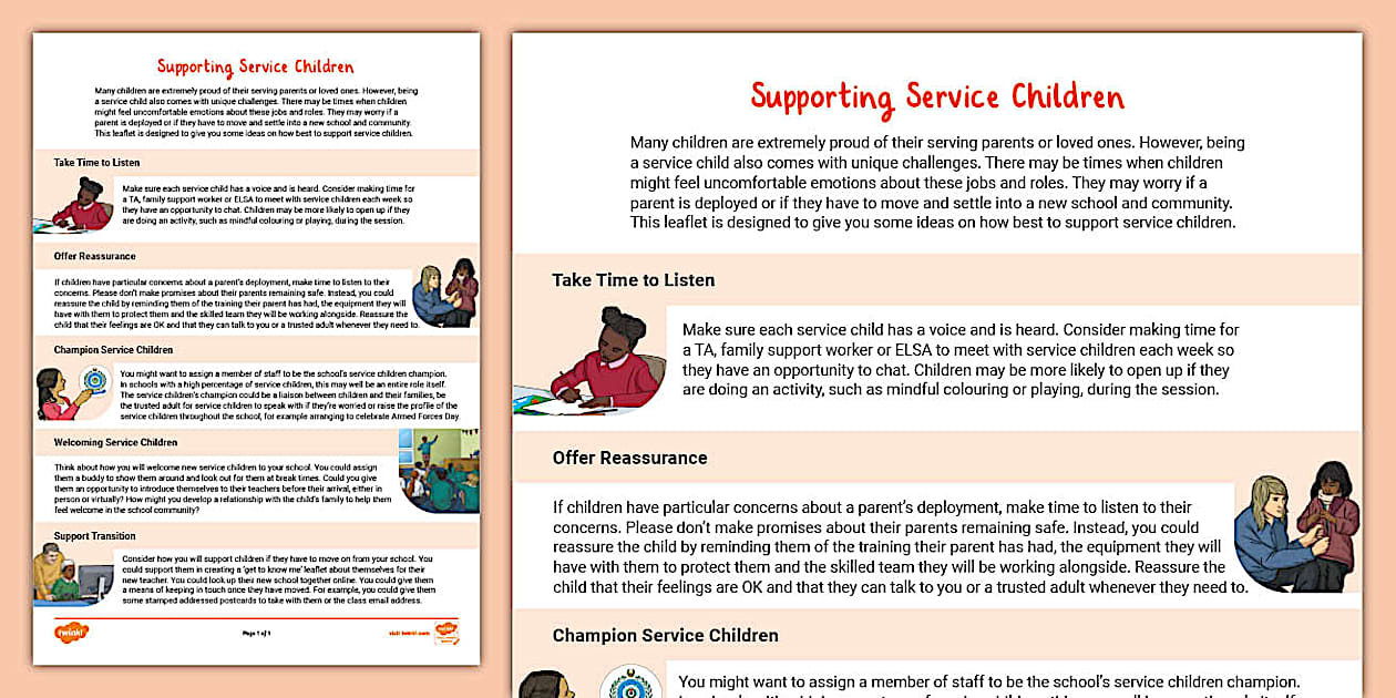 Supporting Service Children Adult Guidance - Twinkl