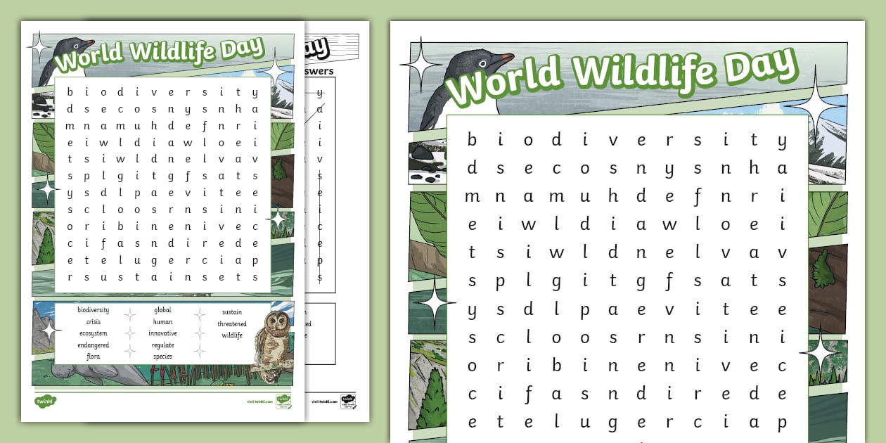 KS2 World Wildlife Day Word Search (Teacher-Made) - Twinkl