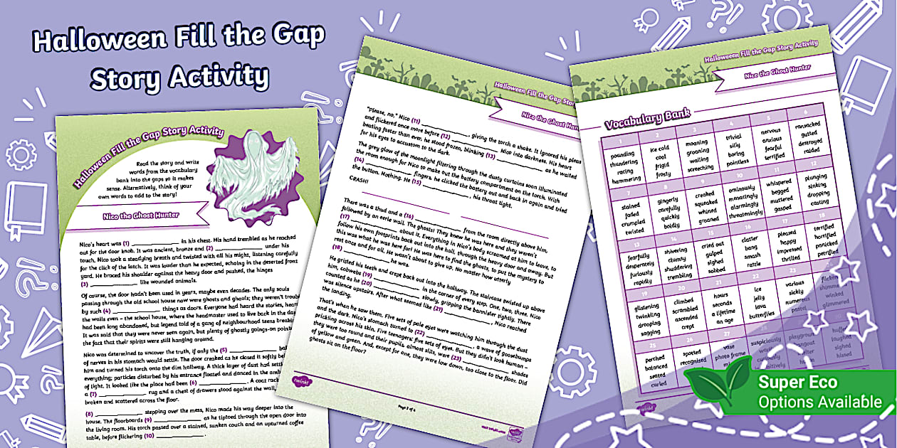 Halloween Fill the Gap Story Activity (teacher made)