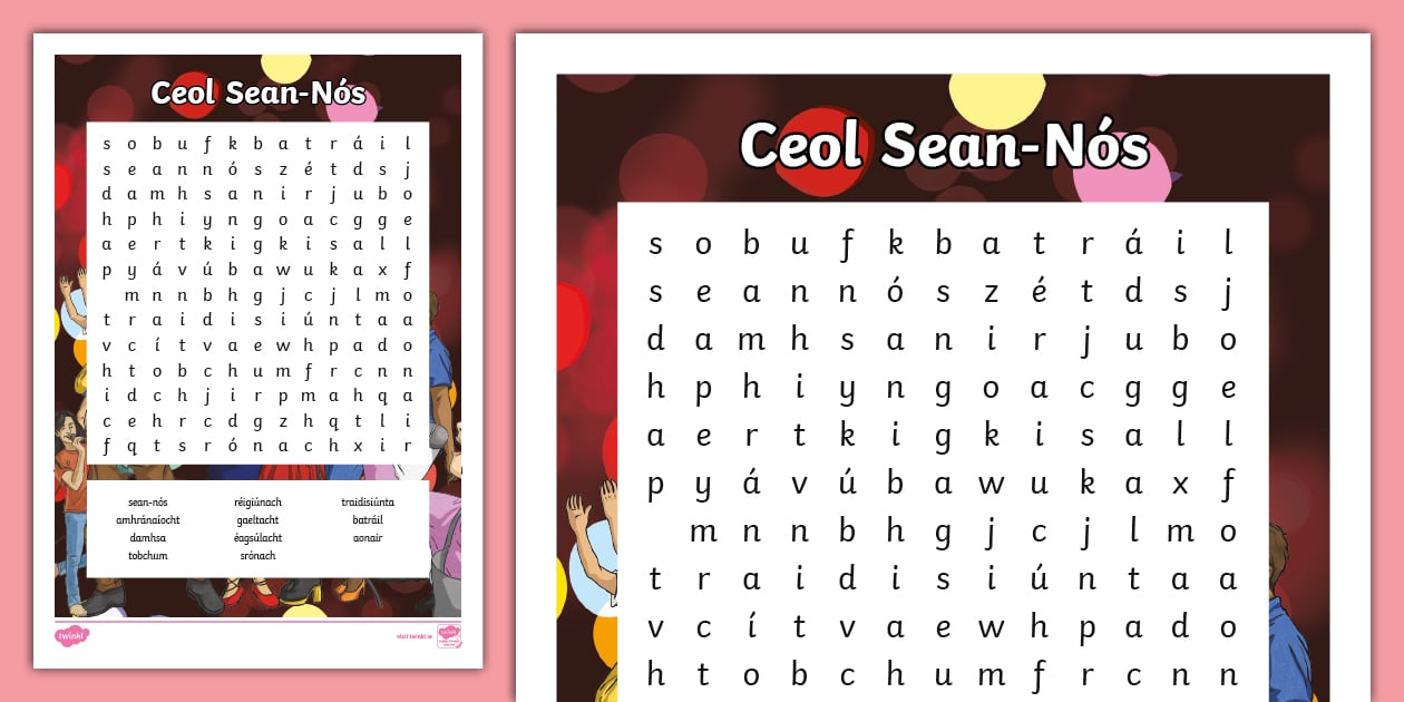 Sean-Nós Music Wordsearch Gaeilge (teacher made) - Twinkl