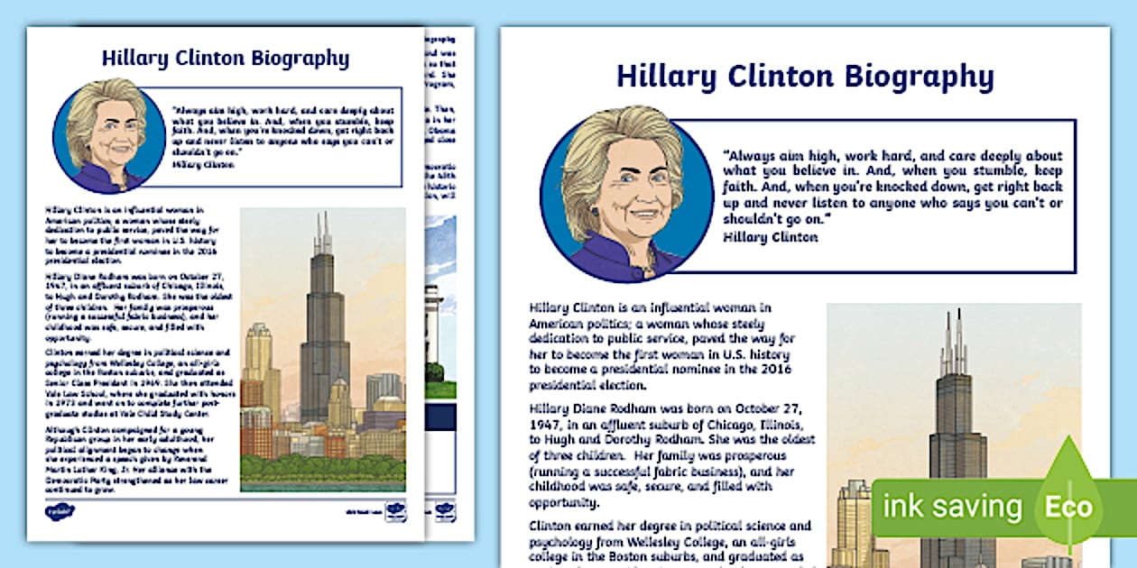 Hillary Clinton Biography (teacher made) - Twinkl