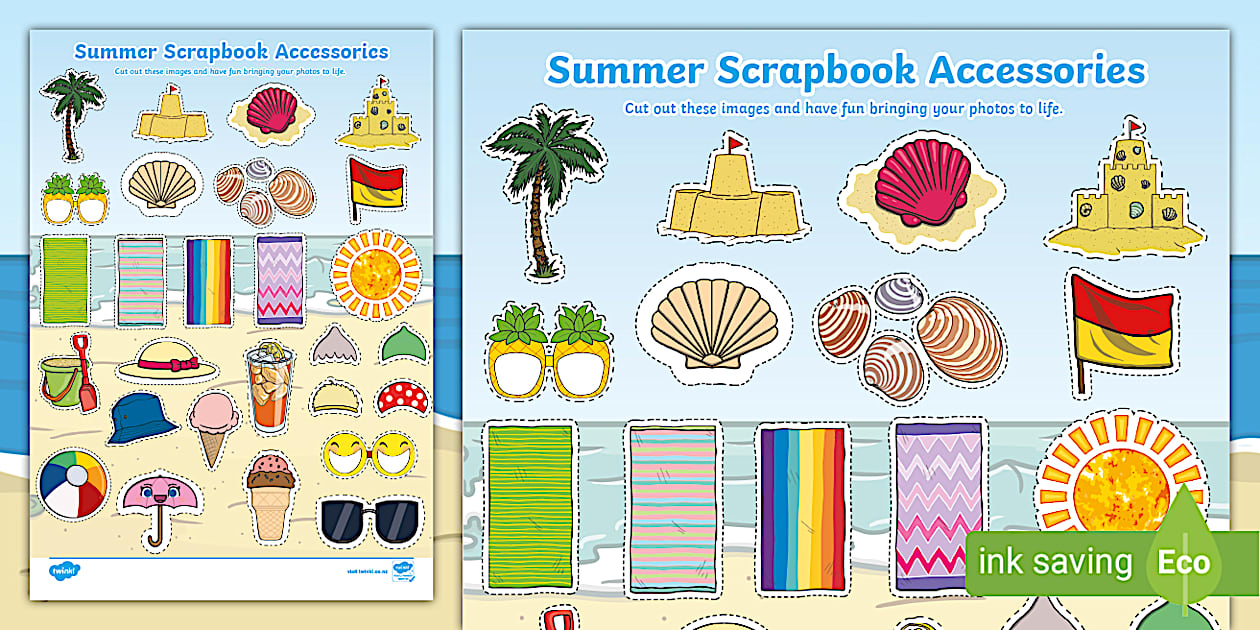 Summer Scrapbook Activity Cut-Out Accessories (Teacher-Made)