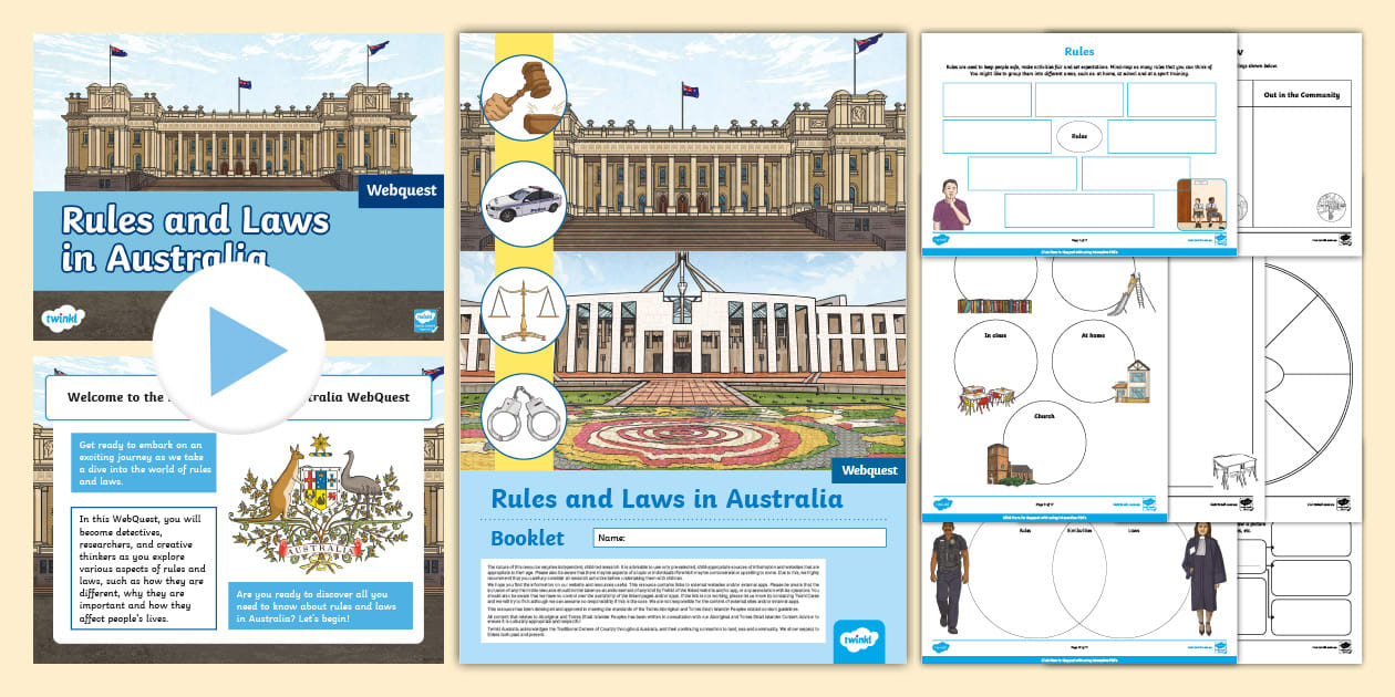Rules and Laws in Australia WebQuest (teacher made) - Twinkl