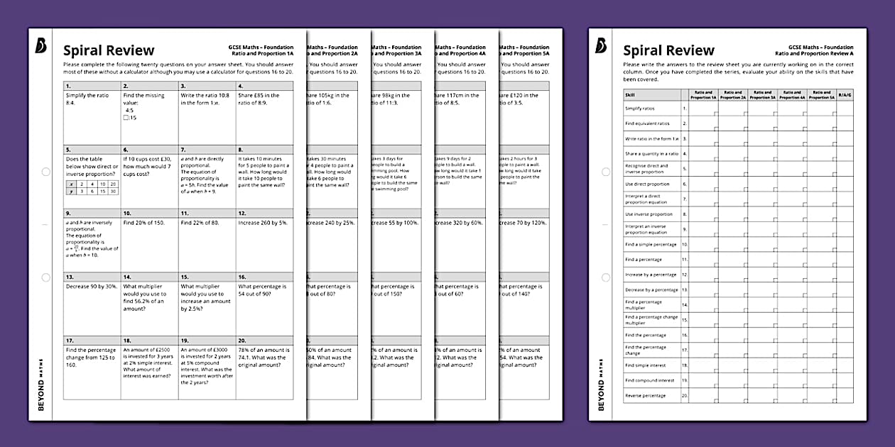 👉 GCSE Ratio and Proportion Review Spiral A | Maths Revision