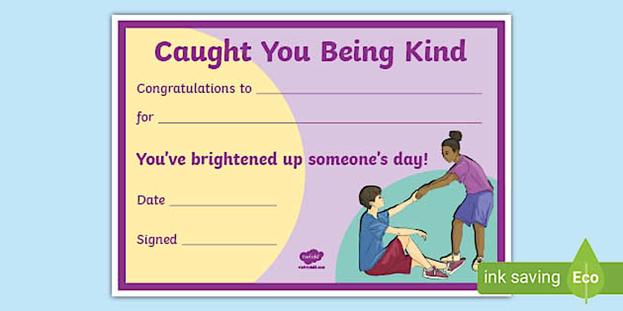 KS2 Caught you Being Kind Certificate (teacher made)