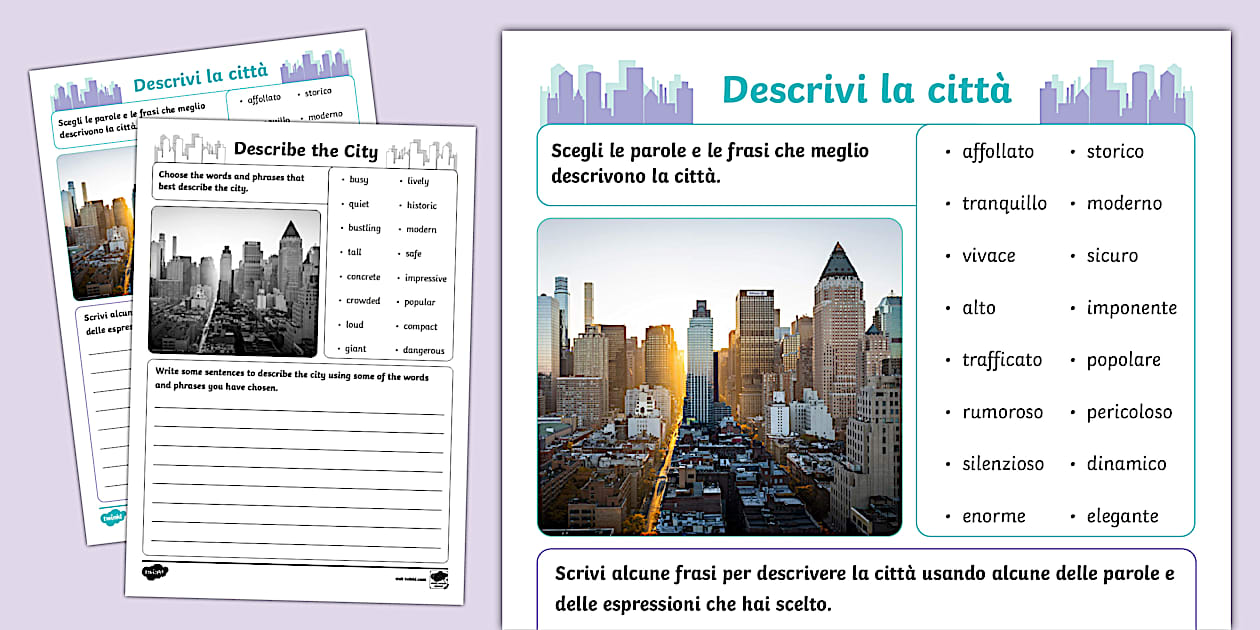 Scheda attività Descrivi la città (teacher made) - Twinkl