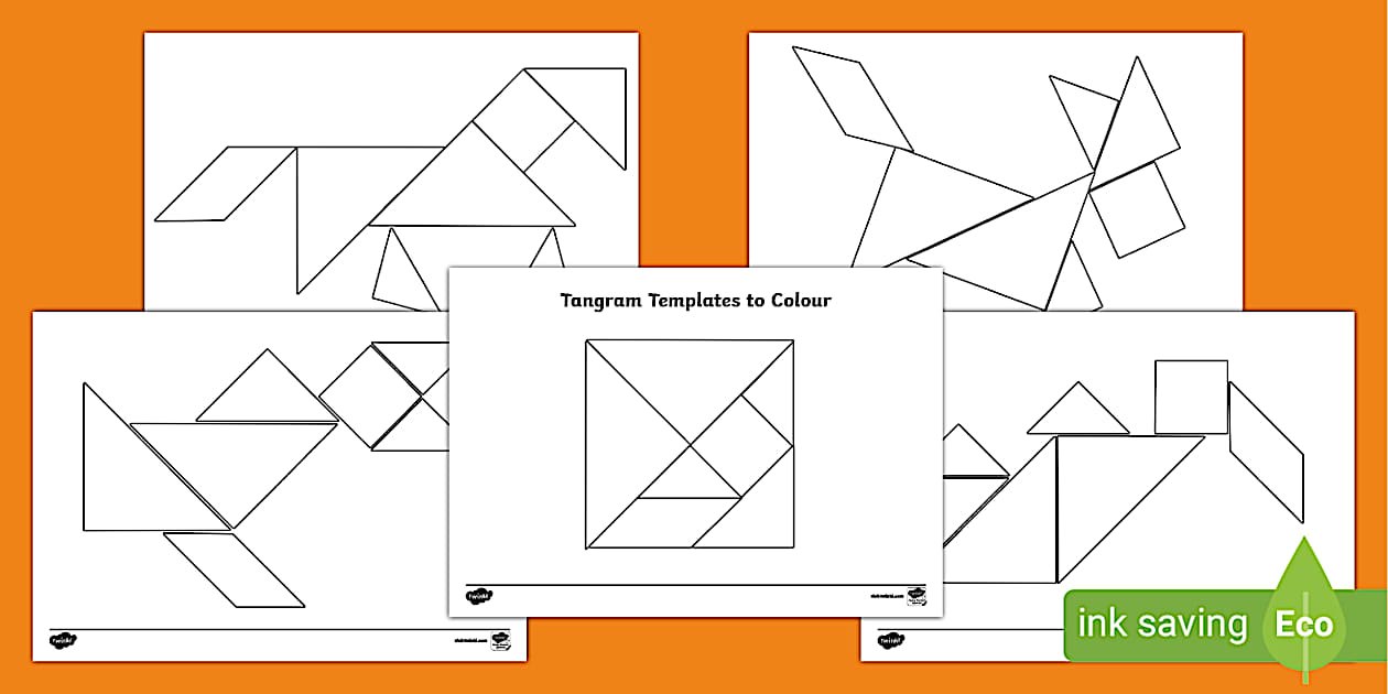 Tangram Templates to Colour | Puzzle Resources - Twinkl