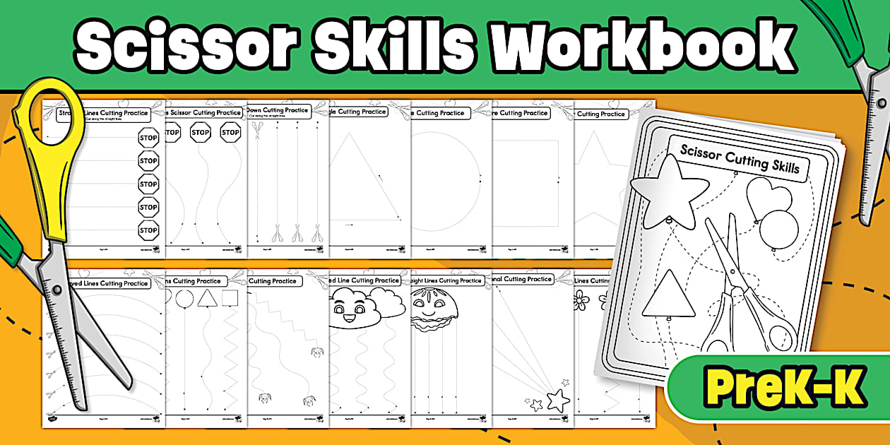 Scissor Cutting Skills Workbook For Prek K